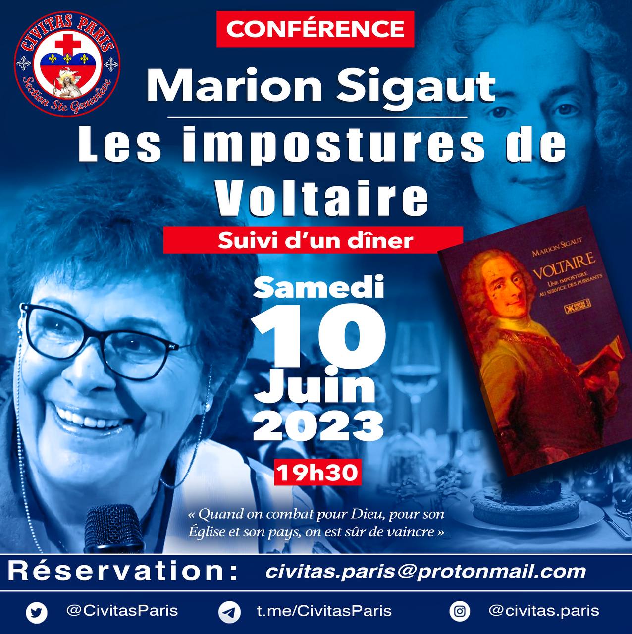 Marion Sigaut tiendra une conférence sur Voltaire pour Civitas Paris le ...