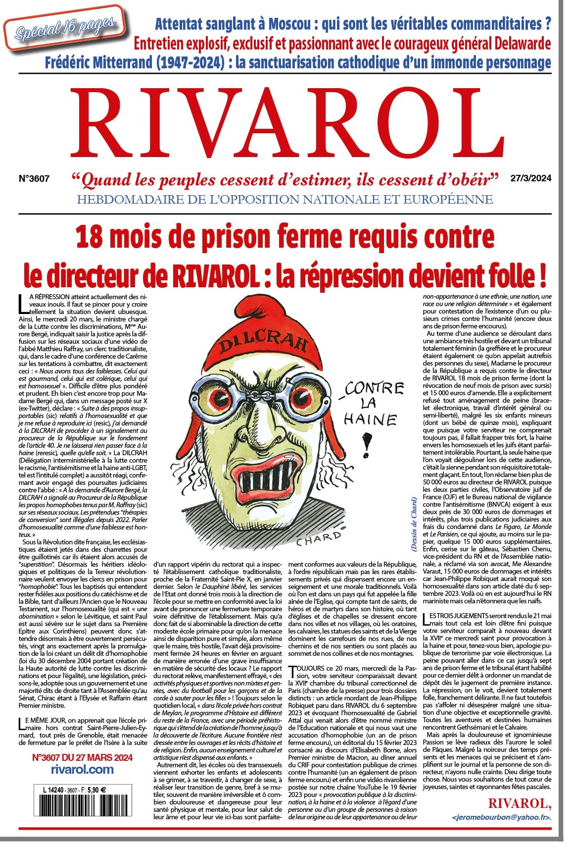 18 mois de prison ferme requis contre le directeur de Rivarol - medias ...