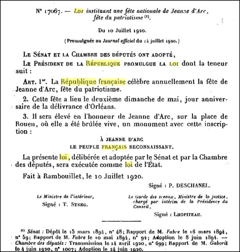 Institution Fête nationale Jeanne d'Arc 10 Mai 2026 | MPI
